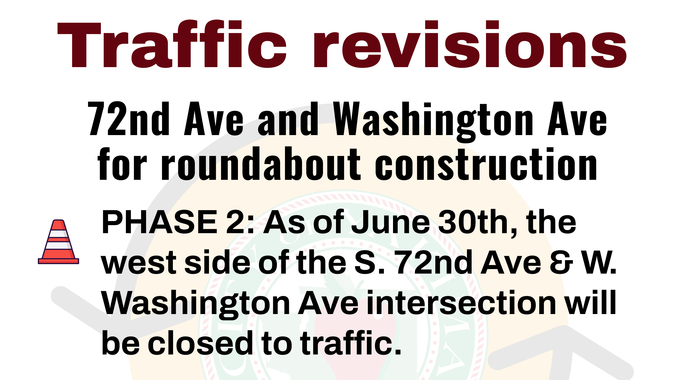 Phase 2 Begins for 72nd and Washington Roundabout Construction | News ...