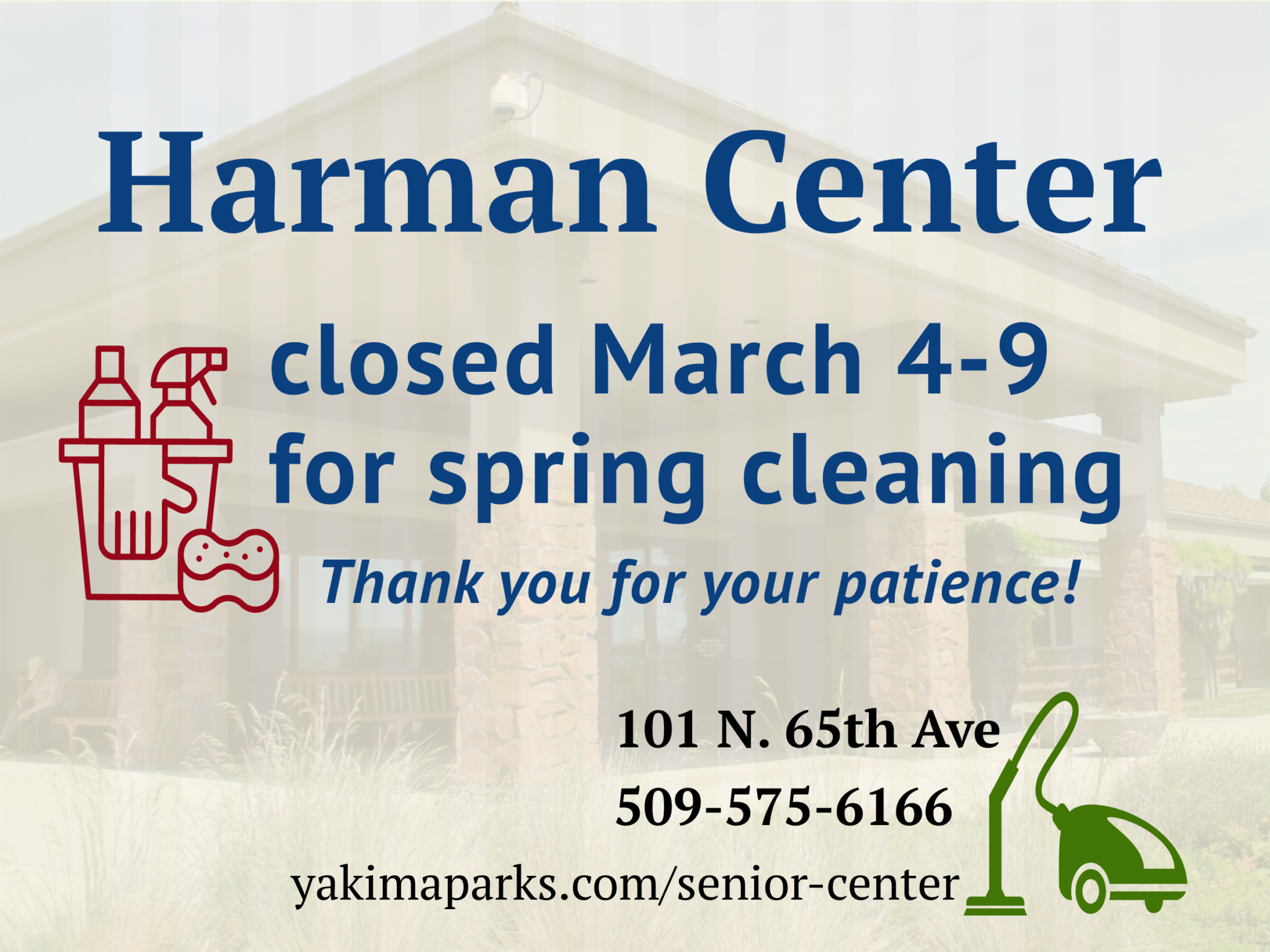Harman Center Closes March 4-9 for Cleaning | News – City of Yakima