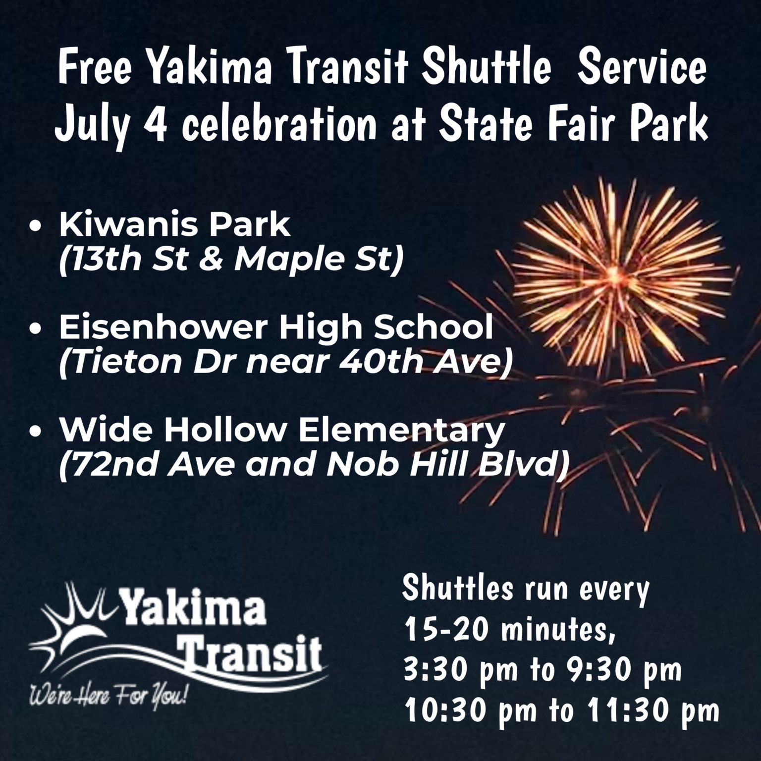 Yakima Transit Offers Free Shuttle to 4th of July Celebration | News ...