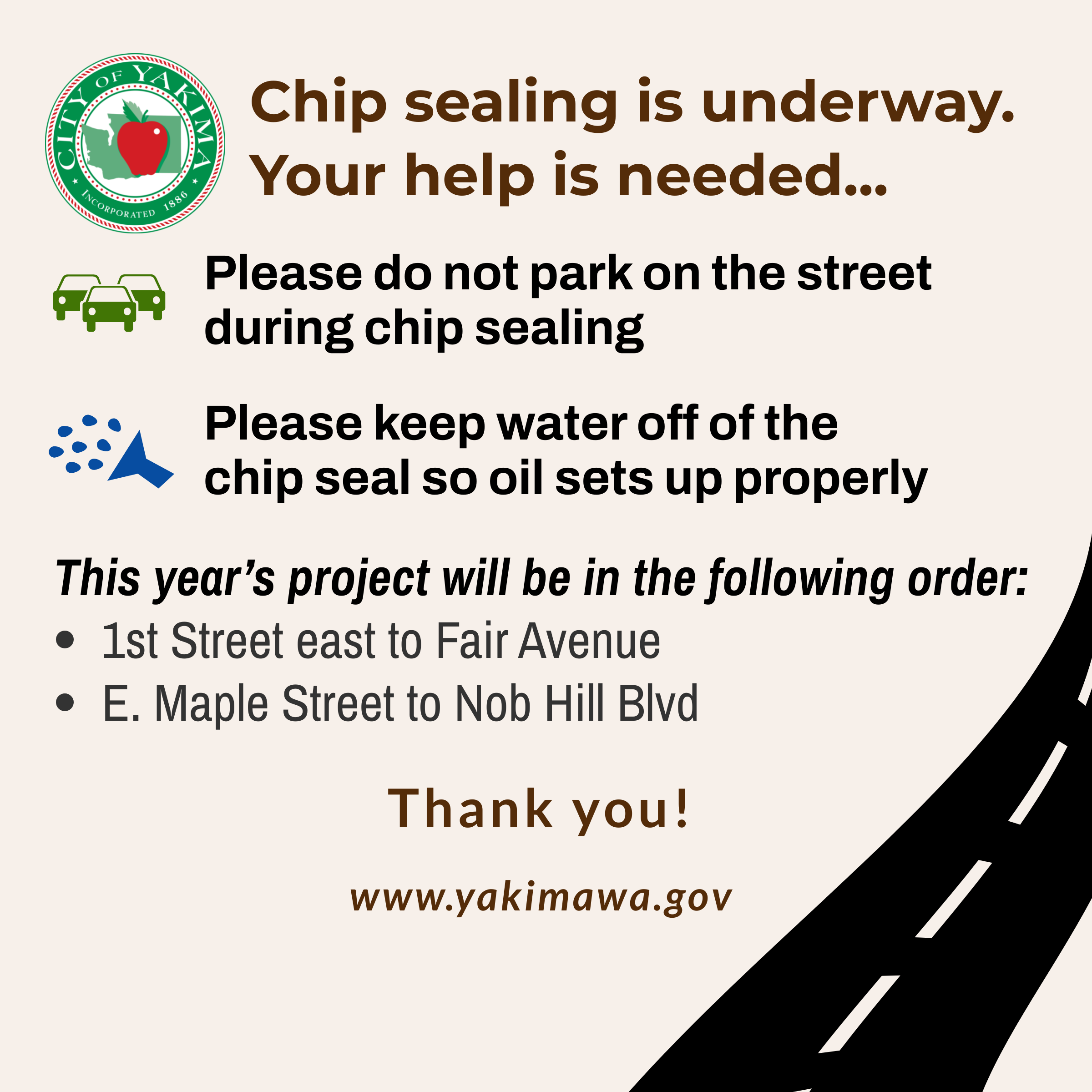 Chip Seal Program Begins July 15th | News – City of Yakima