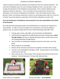 Headstone and Marker Regulations | Tahoma Cemetery